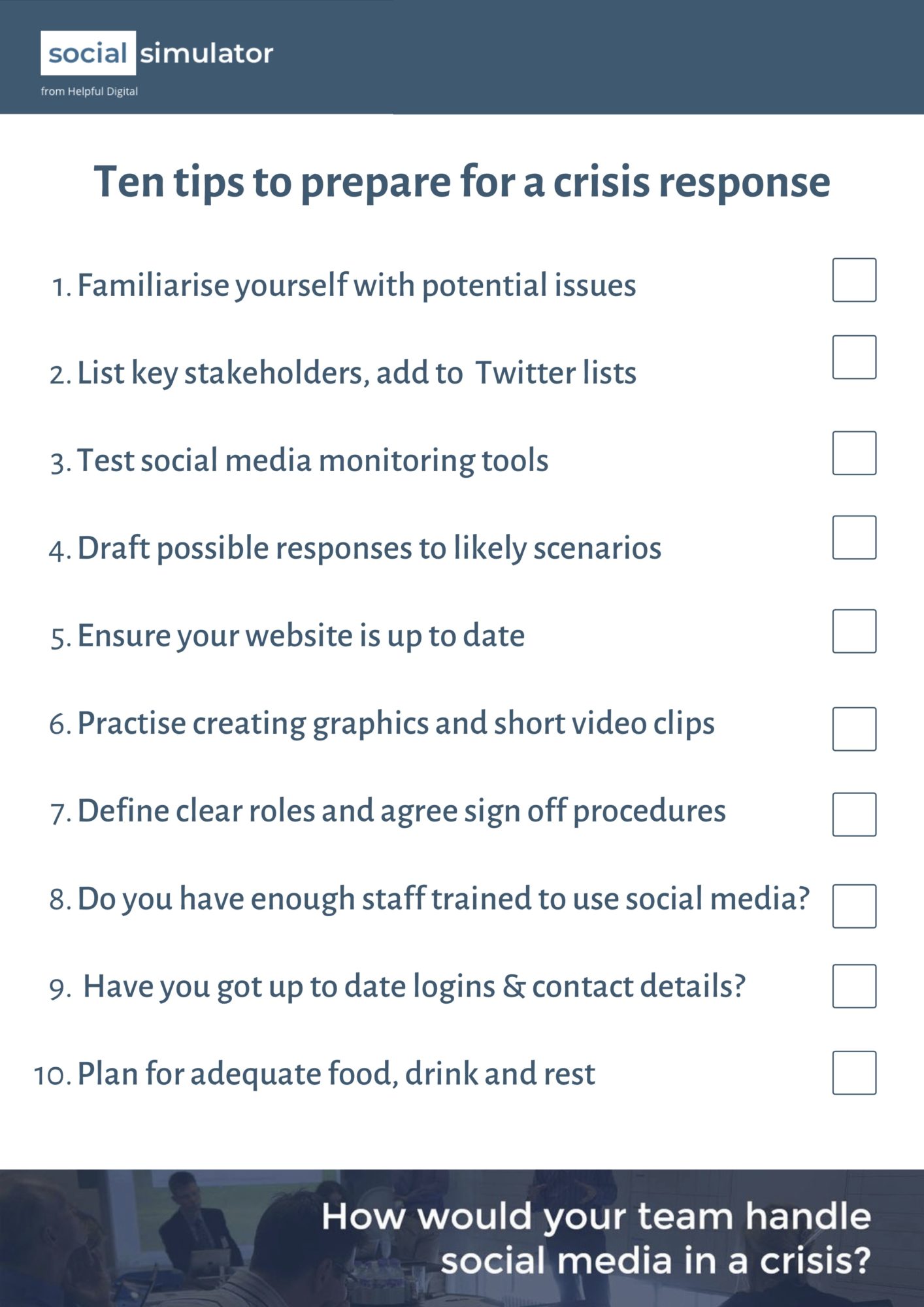 Preparing for a crisis response | Social Simulator